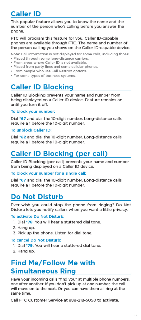 Calling Features Guide | FTC