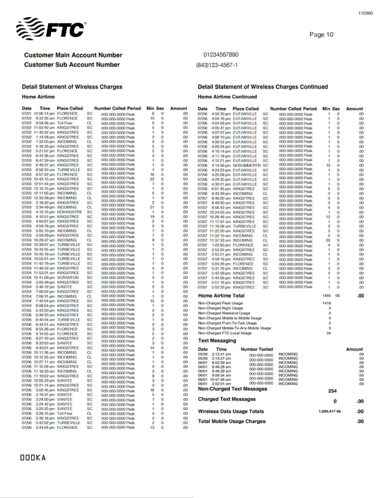 Wireless Usage Details - FTC
