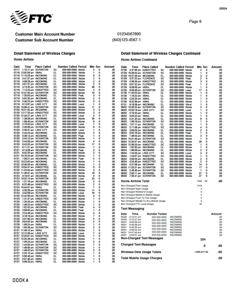 Wireless Usage Details - FTC